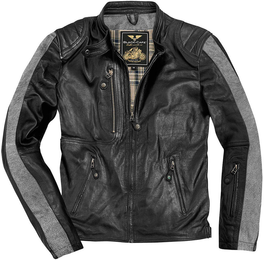 Black-Cafe London Vintage Motorcycle Leather Jacket - buy cheap FC-Moto