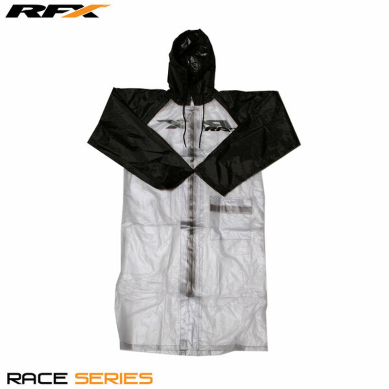 RFX Race Rain Coat Long (Clear/Black) Size Adult Large - buy cheap FC-Moto